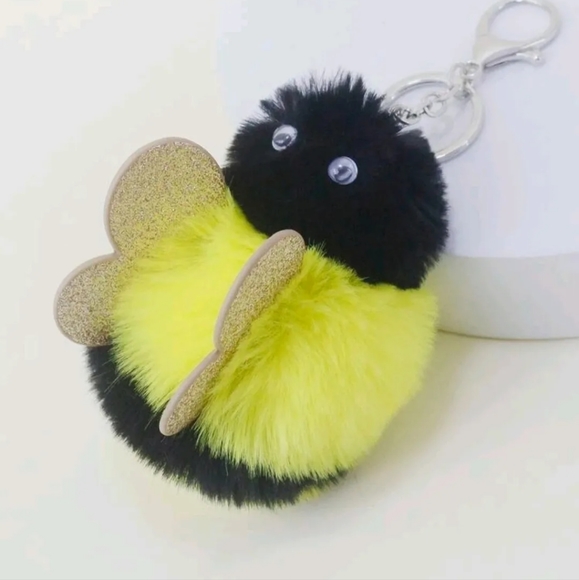Accessories | Fluffy Bee Charm Keychain | Poshmark